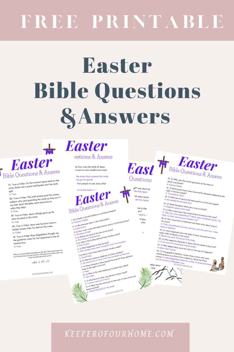 Easter Bible Trivia Free Printable - Keeper of our Home