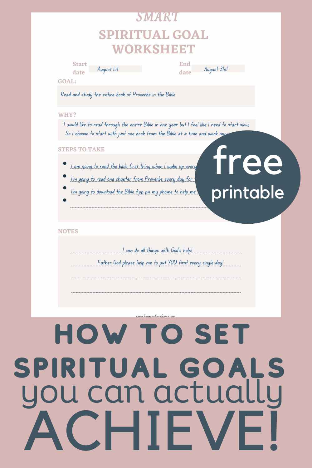 How to Set Spiritual Goals + Free Worksheet - Keeper of our Home
