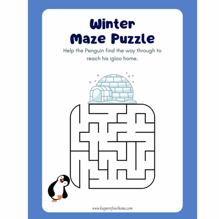 Winter Maze Worksheets: Printable Fun for Cozy Indoor Days - Keeper of ...