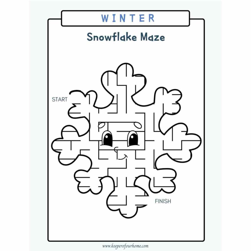 Winter Maze Worksheets: Printable Fun for Cozy Indoor Days - Keeper of ...