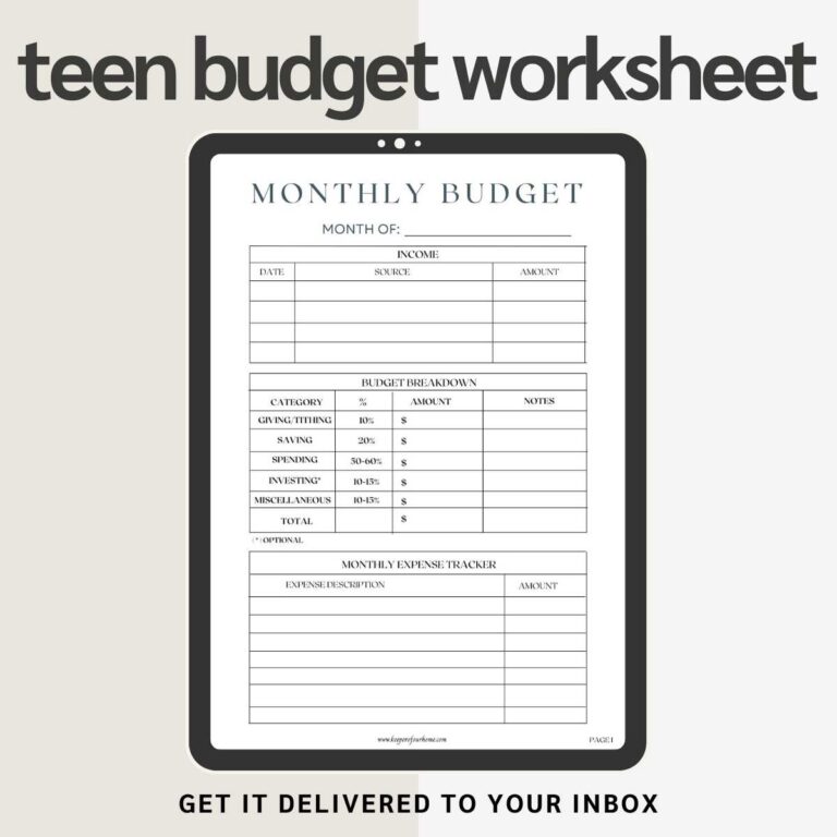 Helping Your Teen Create Their First Budget: Tips and Tools - Keeper of ...