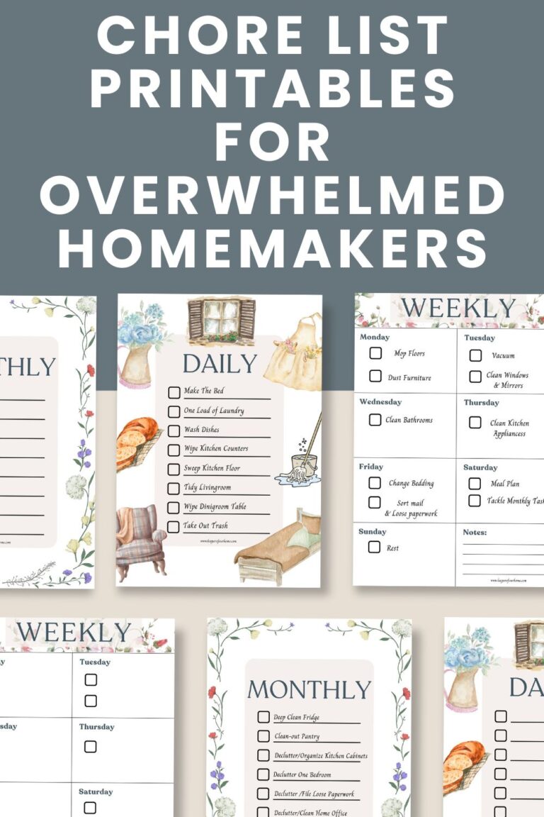 Chore List Printable For Overwhelmed Homemakers - Keeper of our Home