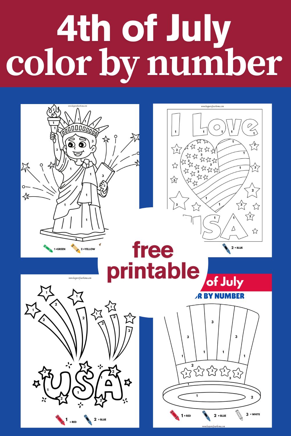 Free 4th of July Color By Number Printable Pages - Keeper of our Home