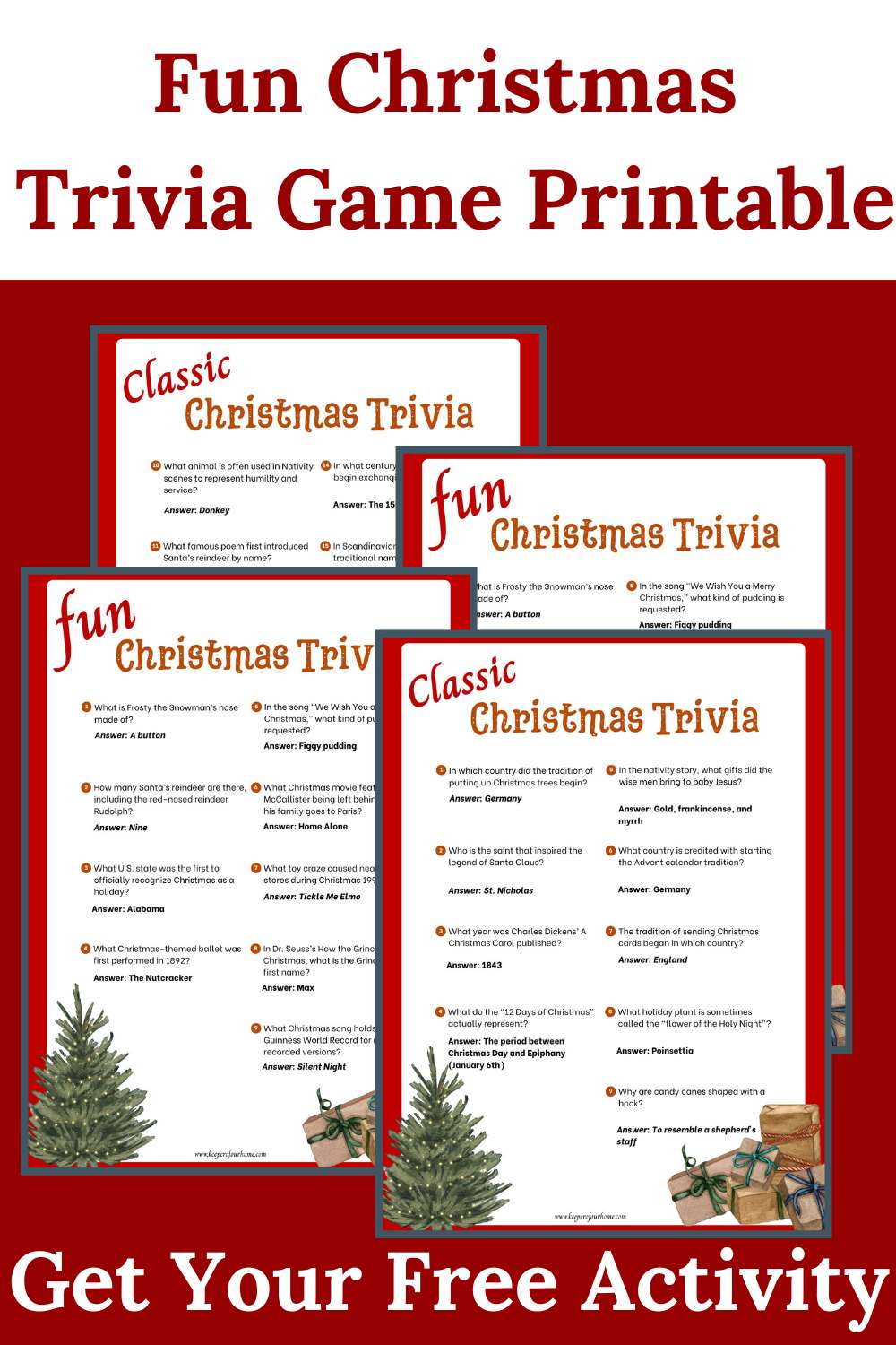 Free Printable Christmas Trivia Game for the Whole Family - Keeper of ...
